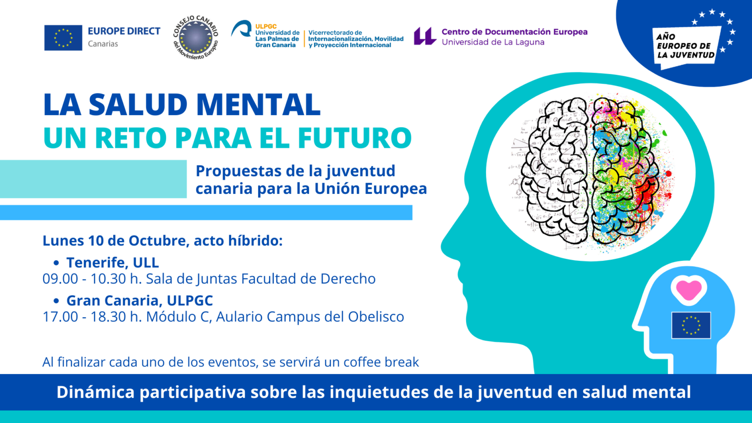 Evento Año Europeo de la Juventud, la salud mental en la juventud, 10 de octubre a las 17h ...